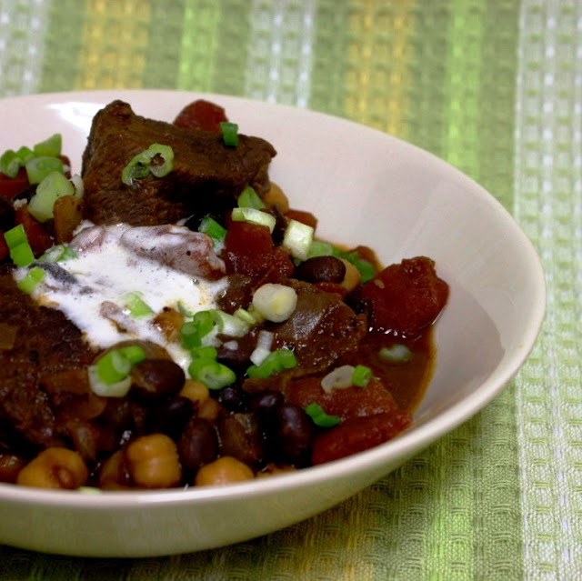 Mango & Tomato: Black & White Chili with Savory Whipped Cream