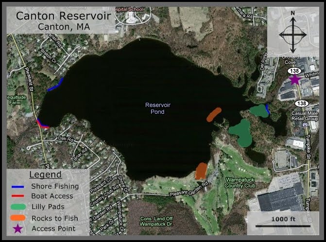 Massachusetts Bass Fishing Spots: Canton Reservoir, Canton, MA