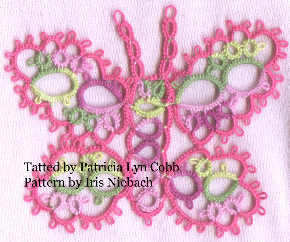 Tatting Treasures: Pink & Green Butterfly