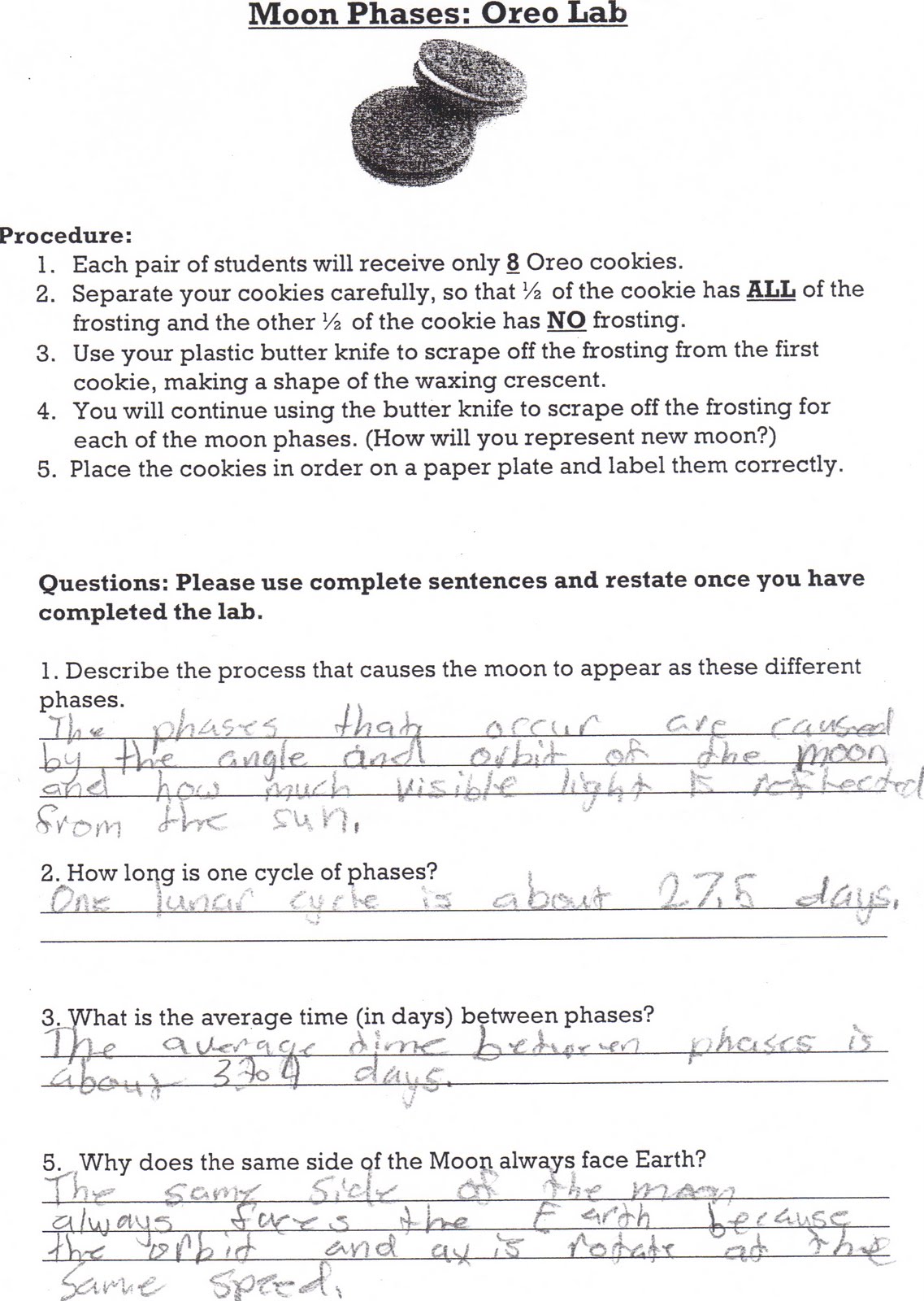 Oreo Moon Phases Lab
