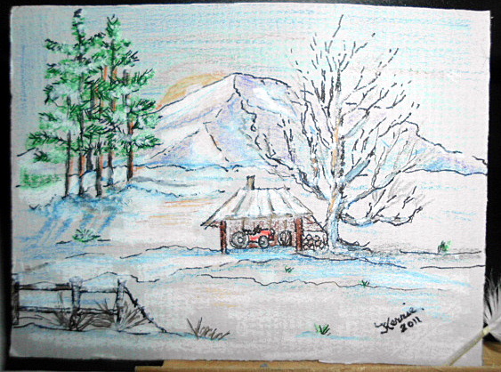 KERRIE'S KRAFTS 3: MIniature Sketch Winter Scene