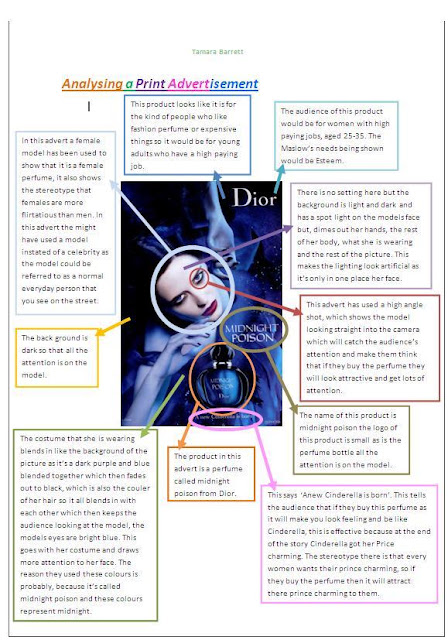 Tamara' s GCSE Media Blog: Analysis of a Print Advert (perfume)