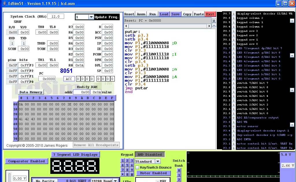 Sebuah Catatan Microcontroller 8051 Simulator Edsim51