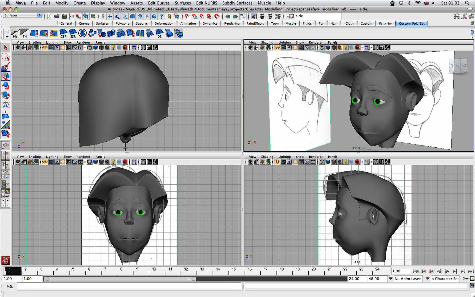 BharaSamy's Creative Development: Maya Character modeling Week 7