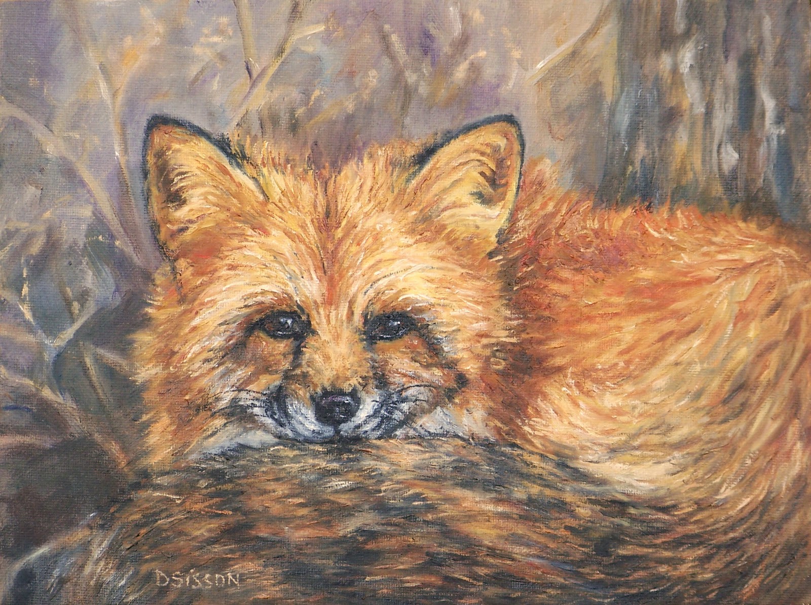 Daily Painting Projects: Nestling Red Fox Commissioned Oil Painting ...