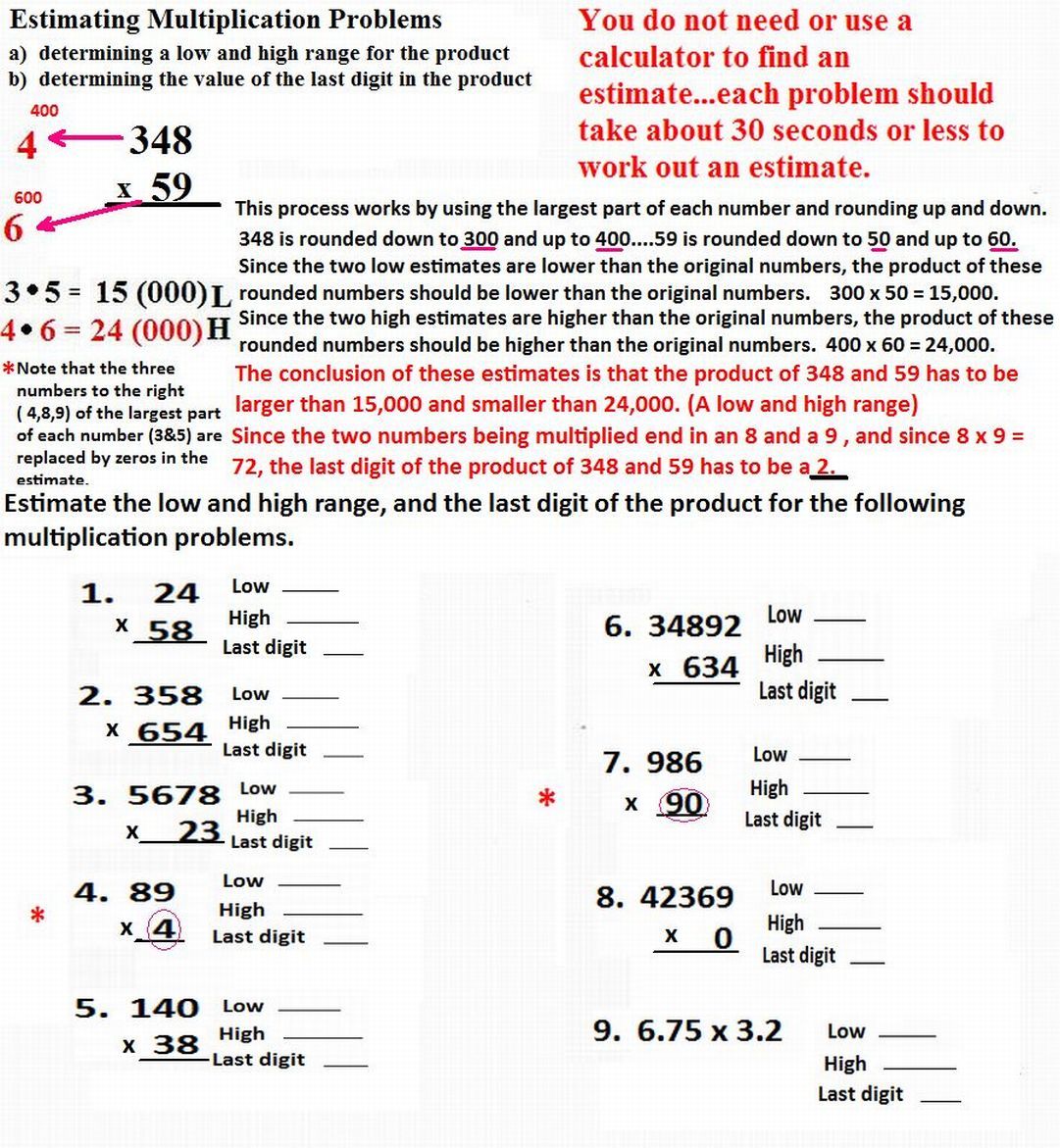 Cobb Adult Ed Math Estimation In Multiplication And Division