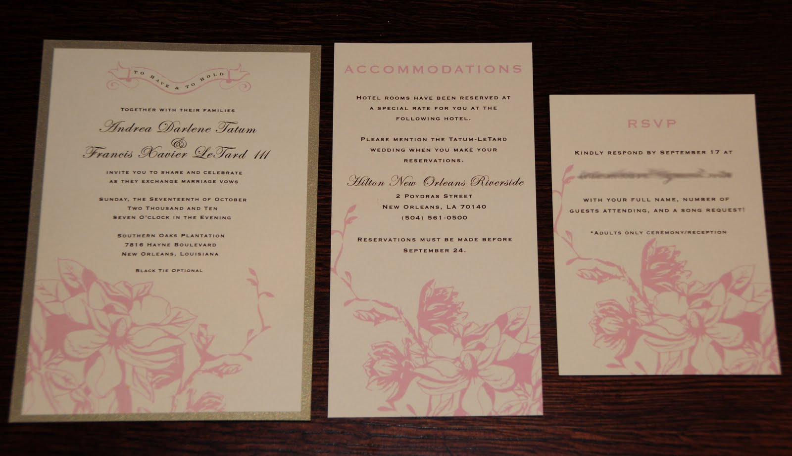 Tres and Andrea's Southern Wedding Affair: Invitations… Just Call Me ...