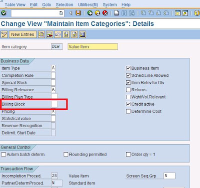 SAP Treasure Box: Set Billing Block for item category