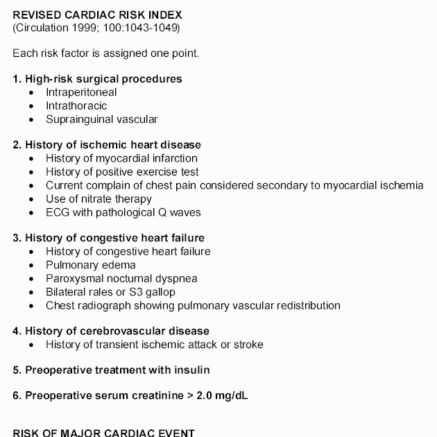 Hospitalist Blog: Revised Cardiac Risk Index