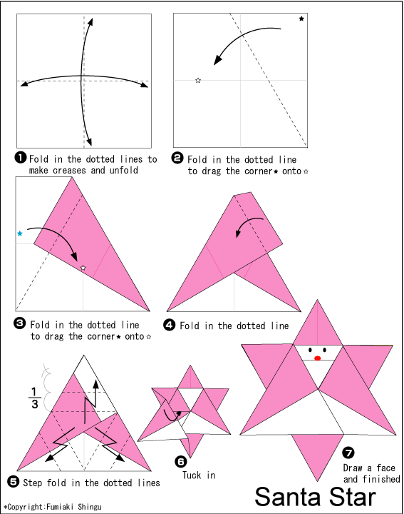 ♥ Sweet Tresa ♥¸¸.•*¨*•: How to Fold Santa Origami Ways