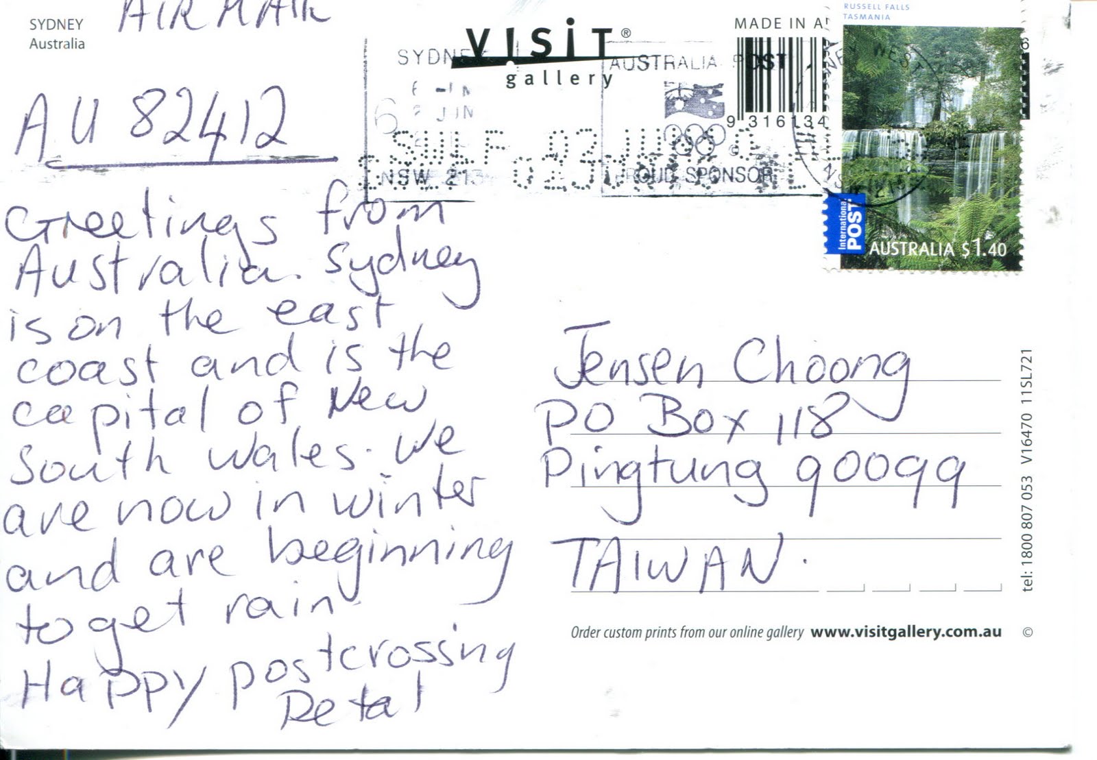 collect ROC: Australian Postcard: Sydney, Thanks Petal