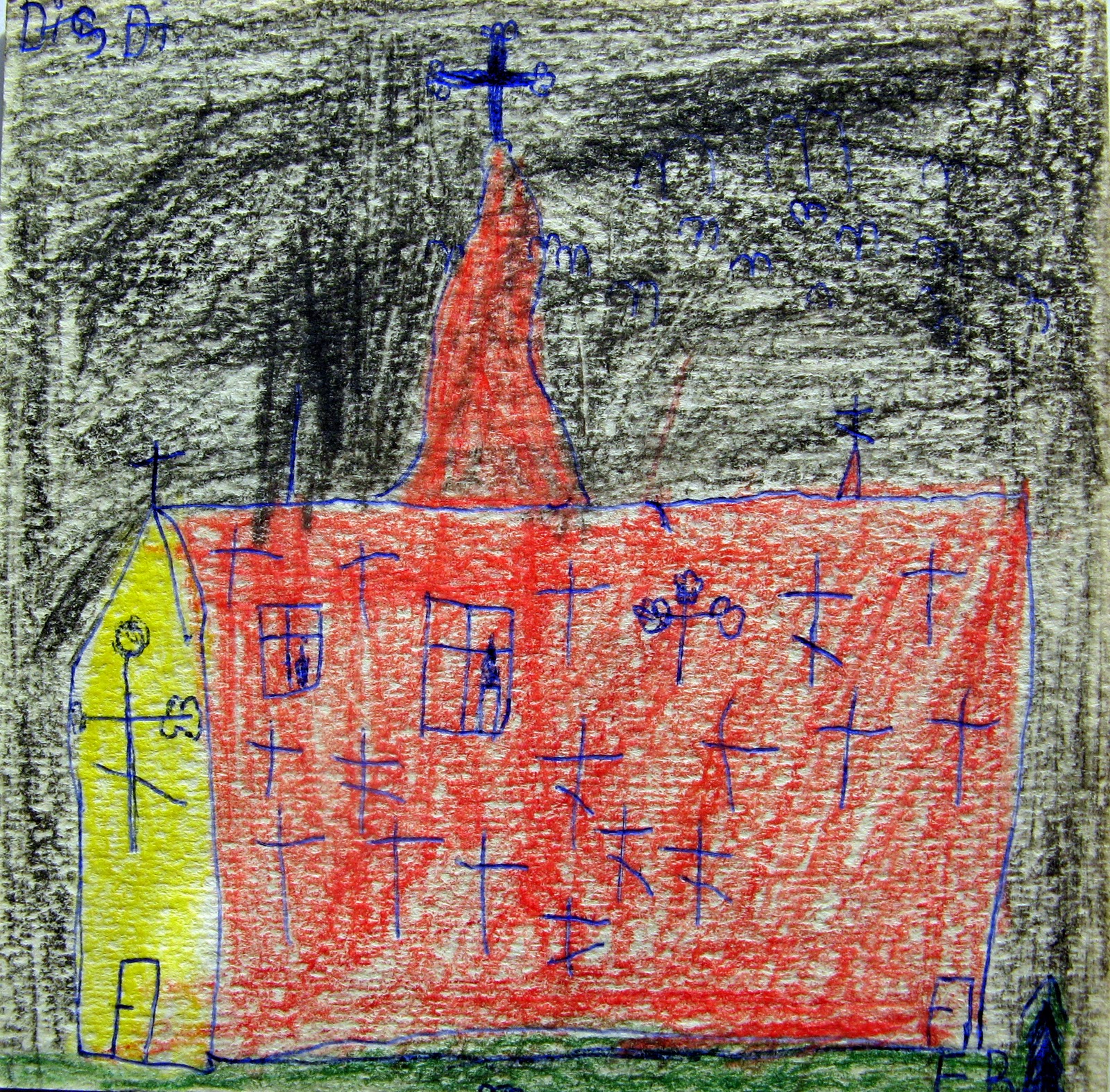 L i v a r s . . . : Bērni zīmē baznīcu /1996. gads/