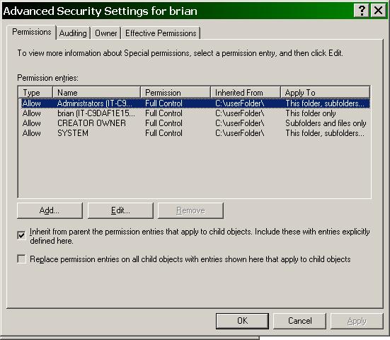 Folder Redirection Resetting Permissions With A Perl Script