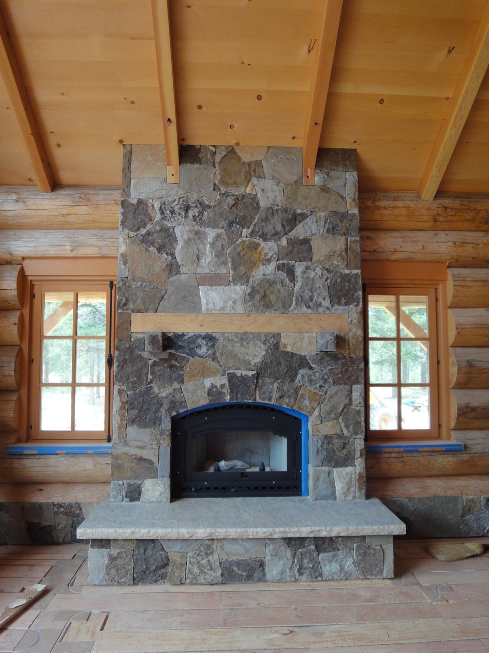 LX Cabin: Fireplace Stonework Complete