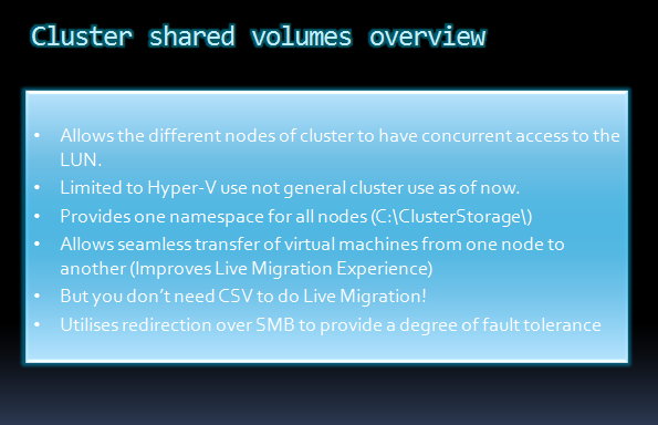 IT INFRASTRUCTURE SOLUTIONS: How cluster shared volumes Direct and ...