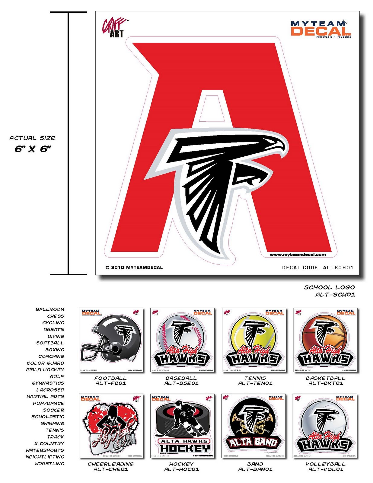 My Team Decal: Alta Hawks