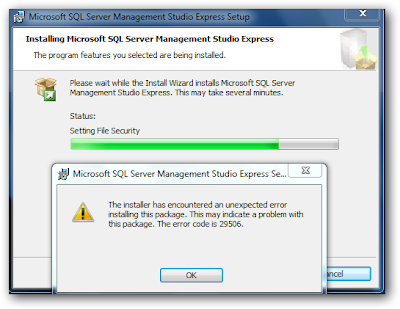WeB LoG'S JuUiER: SS Management Studio & The error code is 29506