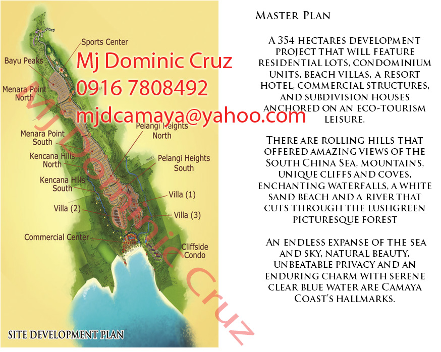 World Class Paradise CAMAYA COAST: RESIDENTIAL LOT's