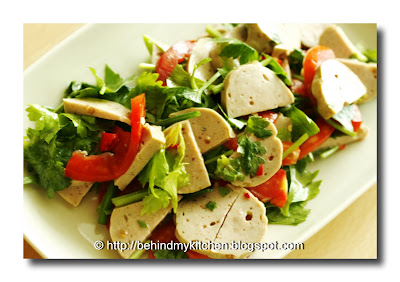 BEHIND MY KITCHEN: ยำหมูยอ Yum Moo Yaw : White pork sausage salad