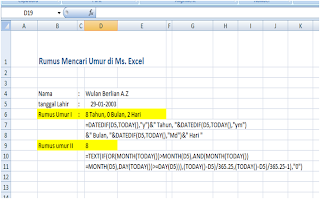 LKP. TOKADA KOMPUTER: Rumus Mencari Umur di Ms. Excel