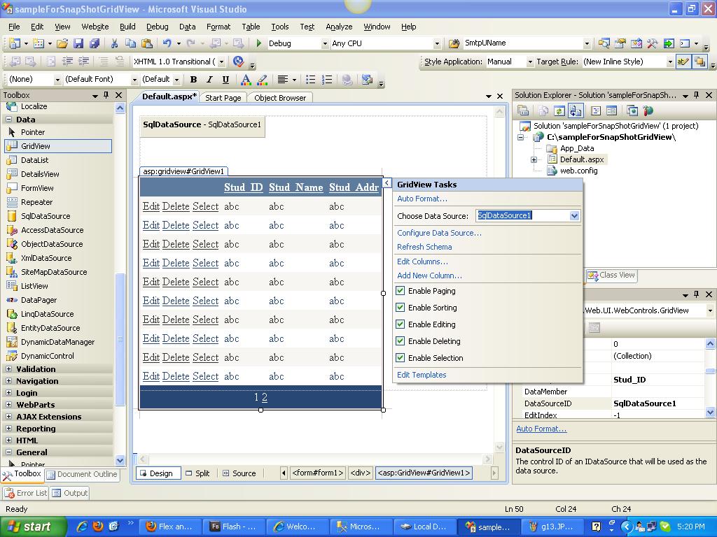 Flex and ASP.net Tutorials--- by Vijay Vignesh B: ASP.NET GridView Samples