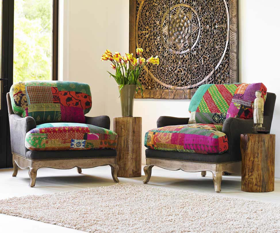 White Canvas Designs: Vintage Kantha Upholstered Chair