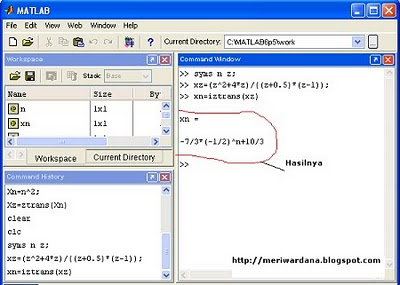 PENYELESAIAN INVERS TRANSFORMASI Z DENGAN PROGRAM MATLAB