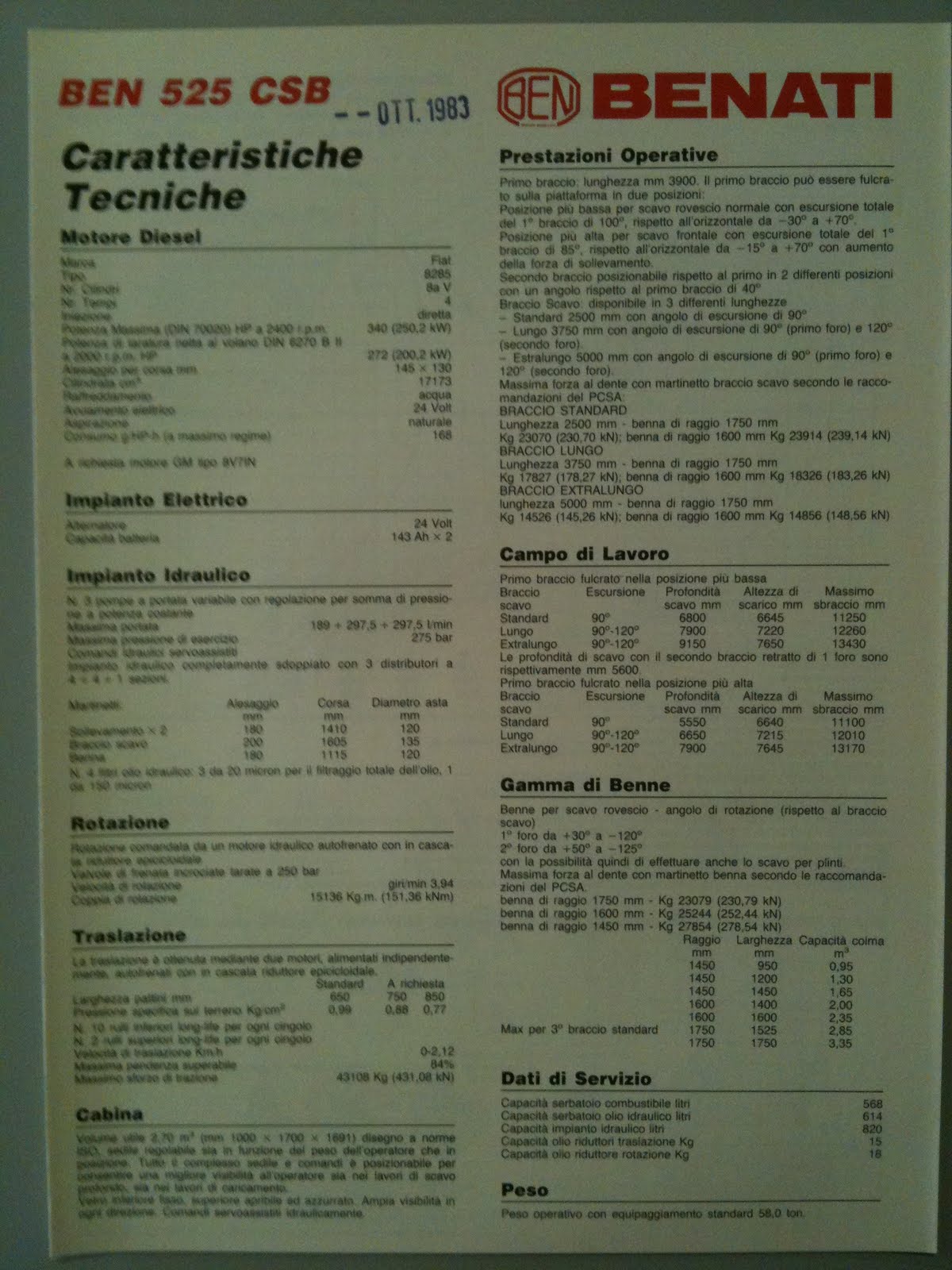 Earthmoving Machinery Sales Brochures: Benati BEN 525 CSB Tech Specs #022