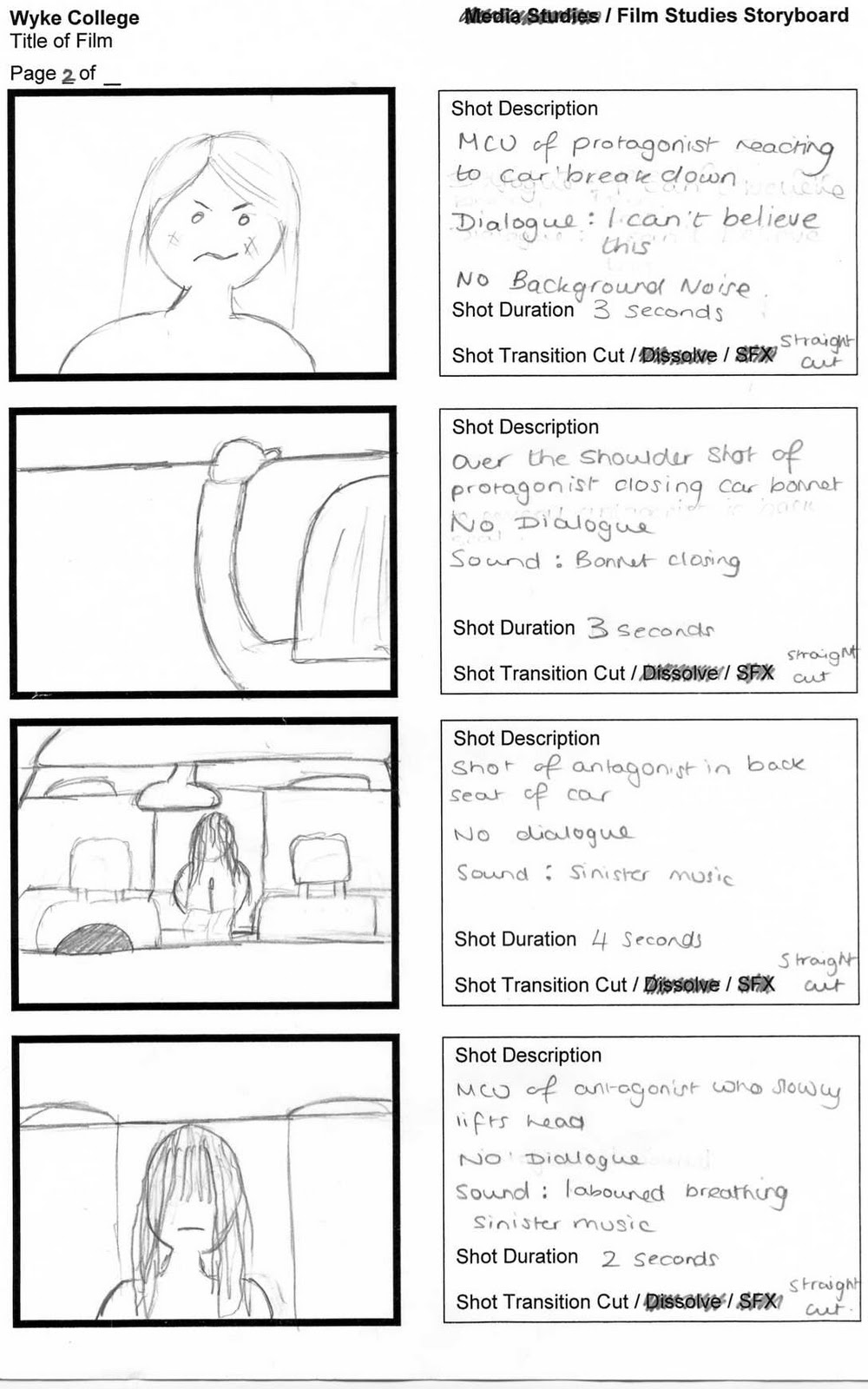 Abi's FM3 Creative Project: Storyboard 1 (First Drafts)
