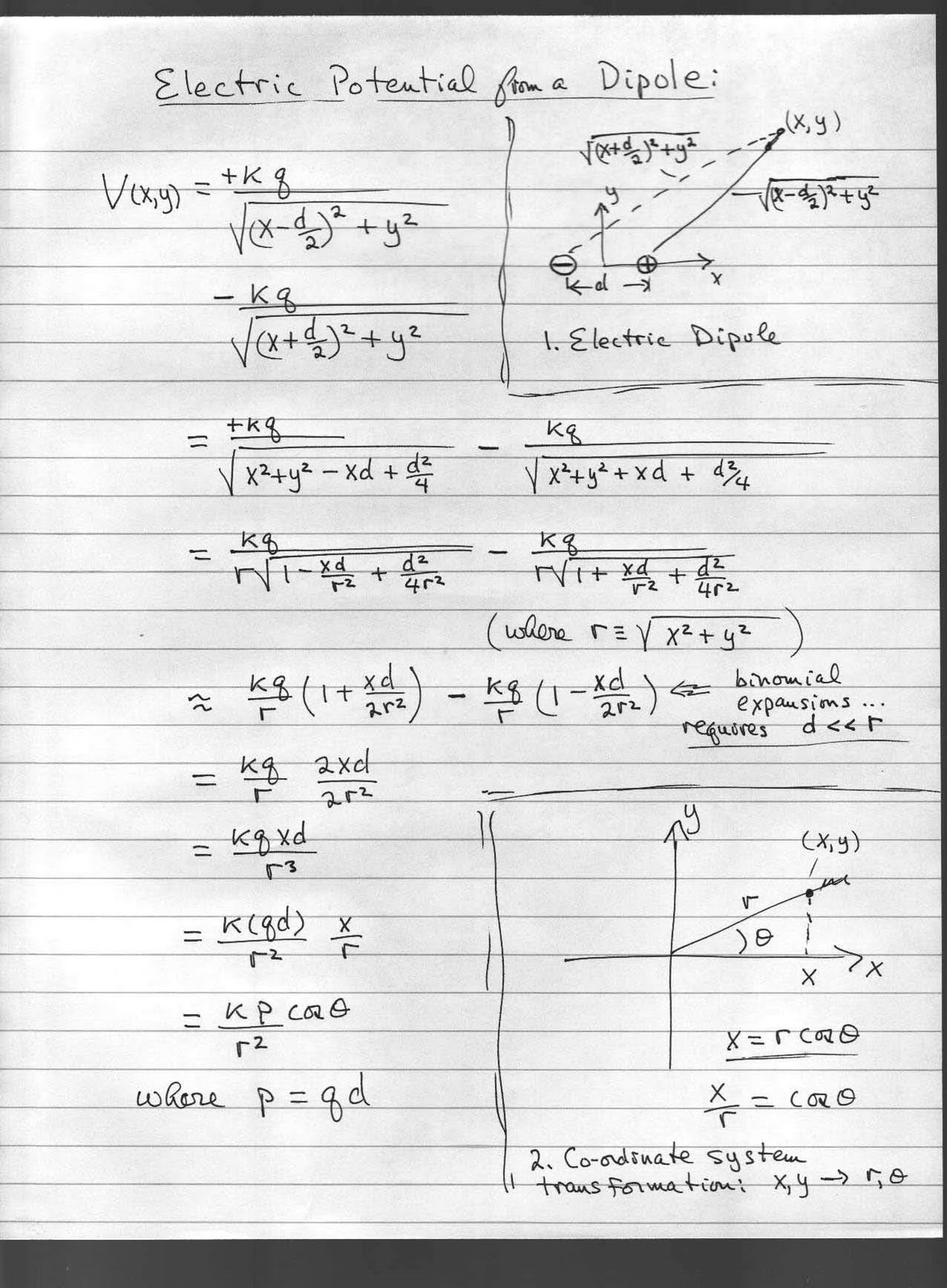 Physics 6c, Fall 2010: Derivation of the formula for the electric ...