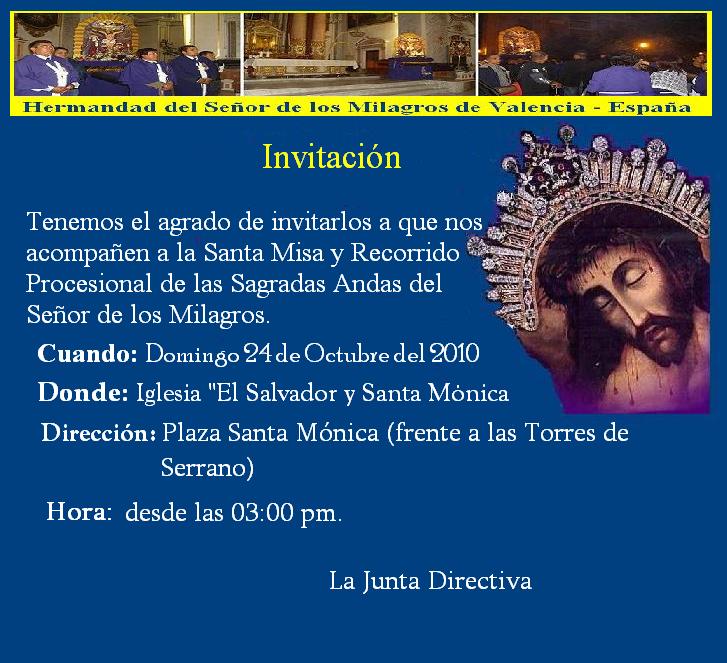 "Mundo Nazareno": HSM de Valencia - España: Invitación Misa y Procesión