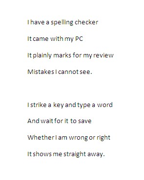Lisa's Technology Across the Curriculum: Week 5 Ode To A Spell Checker