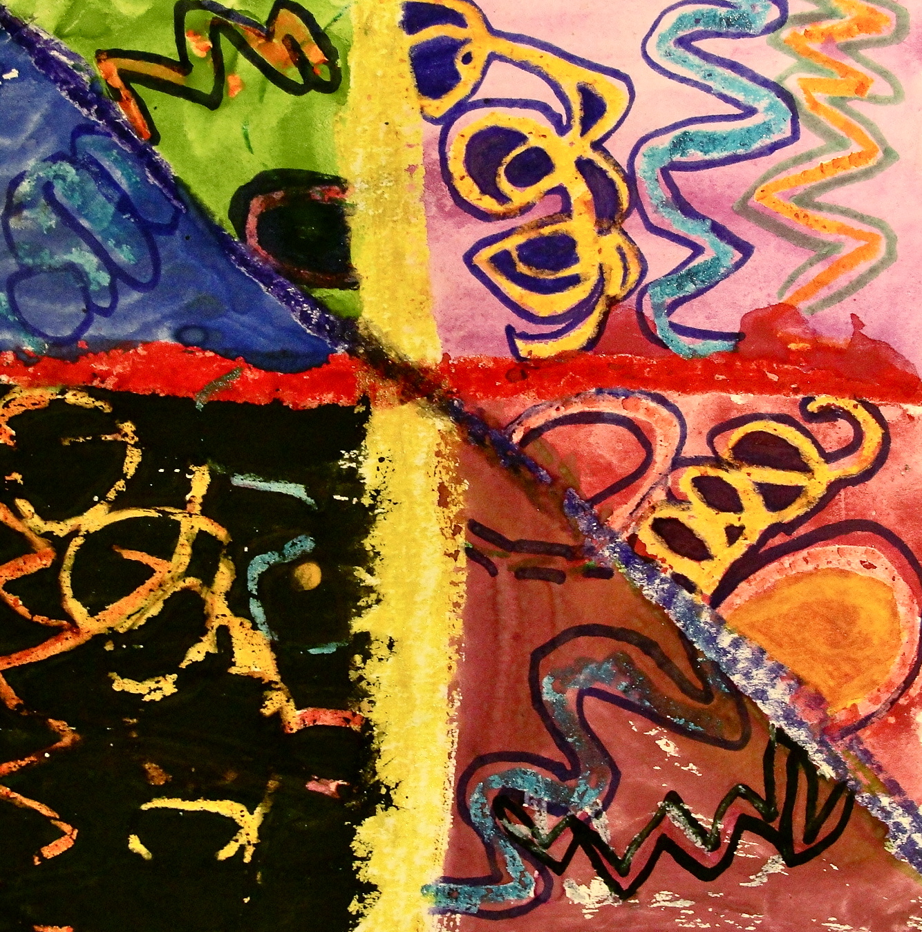 Da Vinci's Wings: 1st Grade Line Paintings Square 1 Art Project