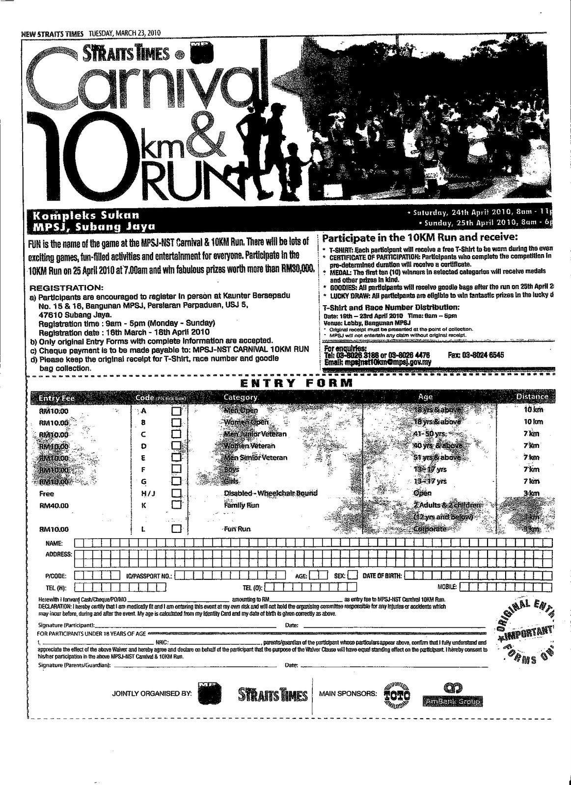 Penonton: MPSJ 10KM Fun Run Route Map
