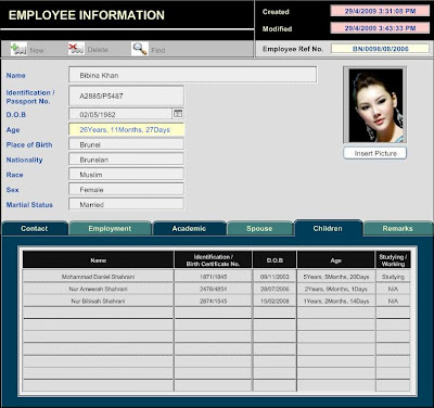 Shad Programmer: Sample of Employee Information Database