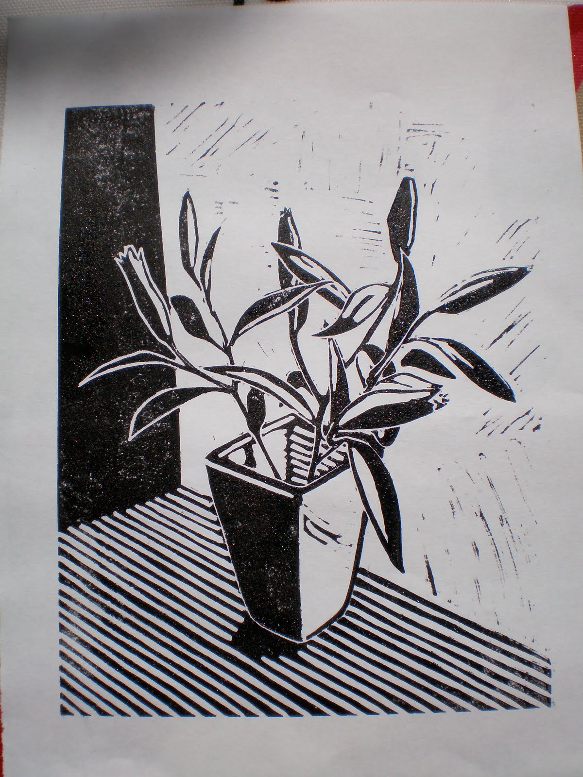 james green printworks: flowers linocut - process