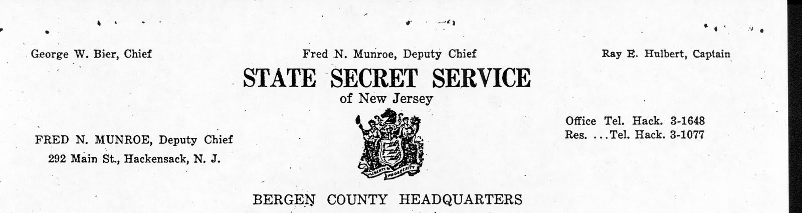 Archival Ramblings: New Jersey State Secret Service