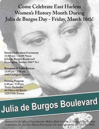 Julia de Burgos: Homenajes, Reconocimientos, y Dedicaciones