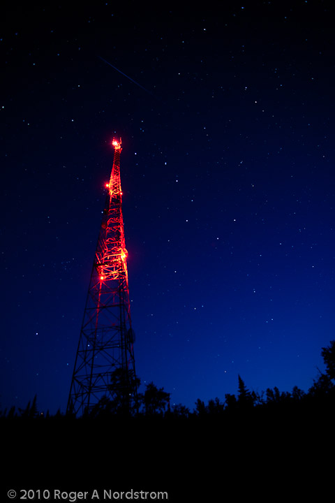 Roger Nordstrom Photo: Radio Tower along the Shore at Midnight