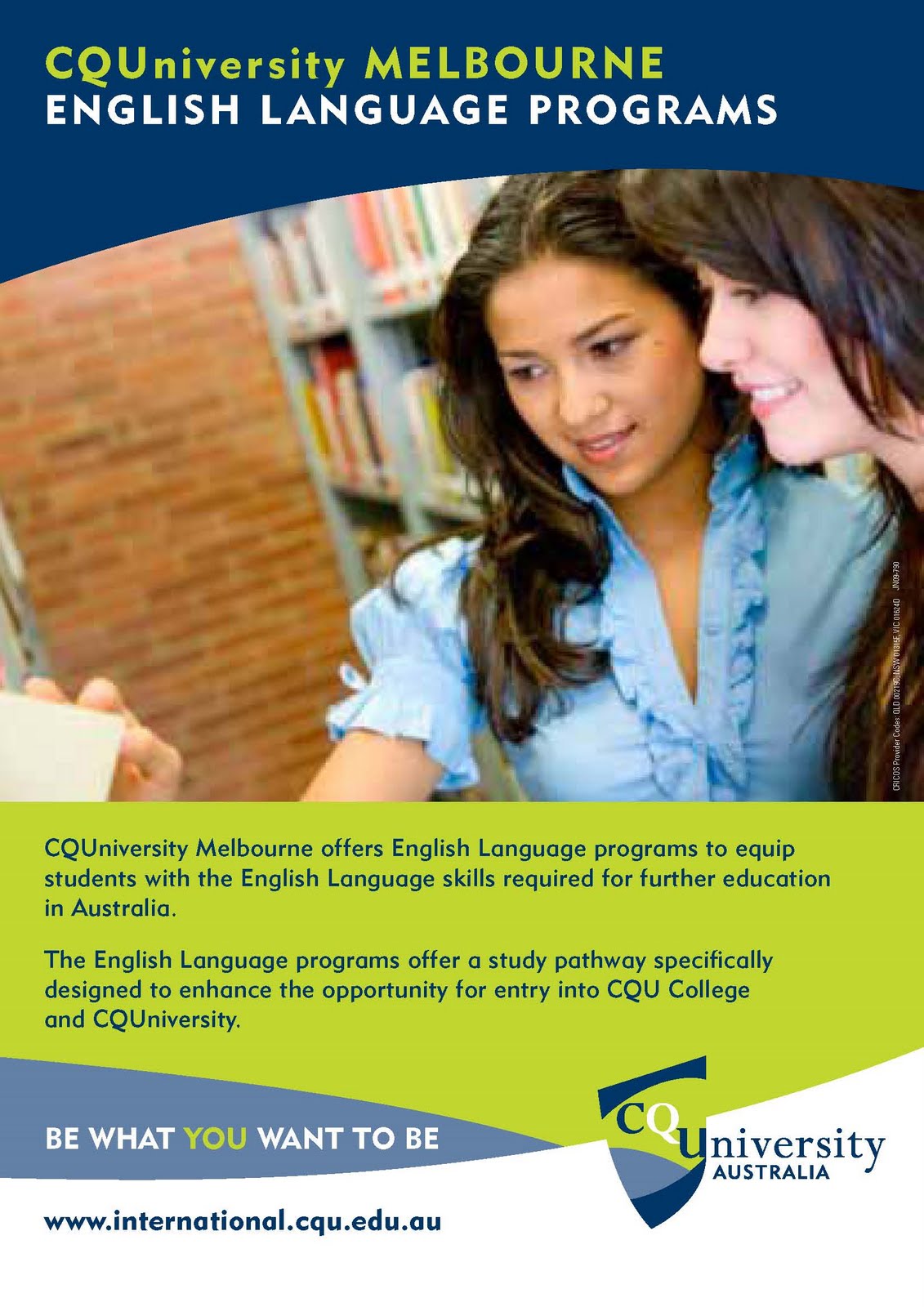 CMS Corporate Marketing: English language flyer for CQUni Melbourne
