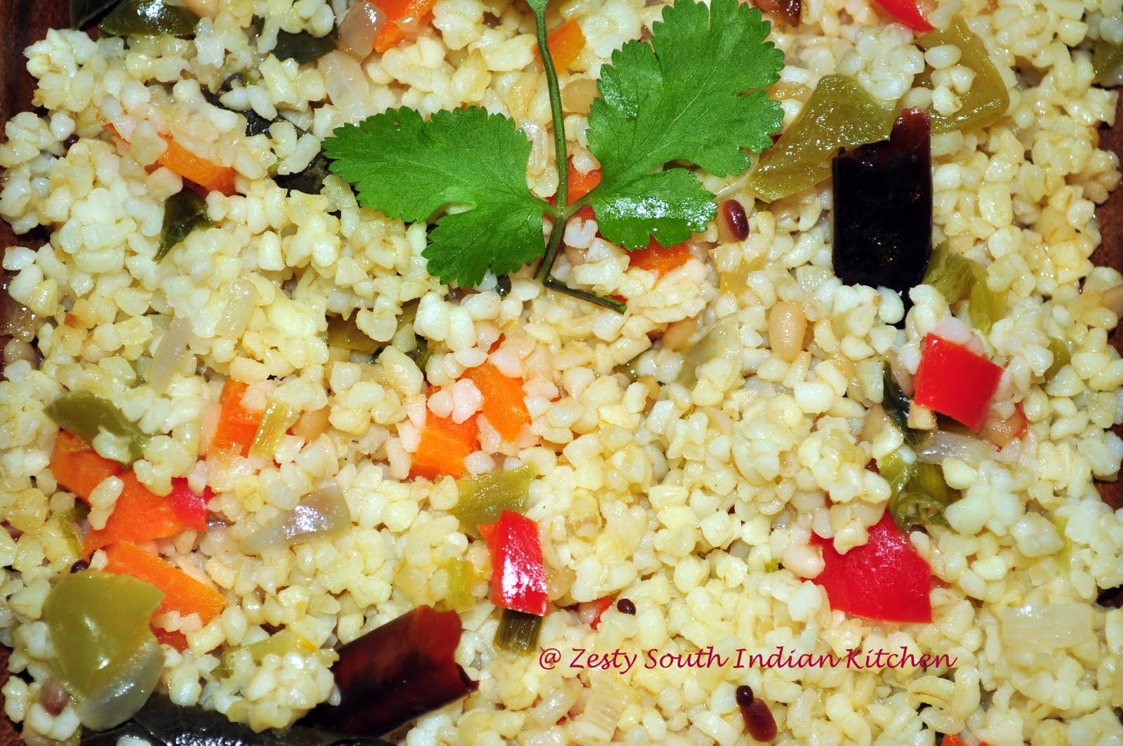 Bulgur wheat Upma/ Bulgur with mixed vegetables salad - Zesty South ...