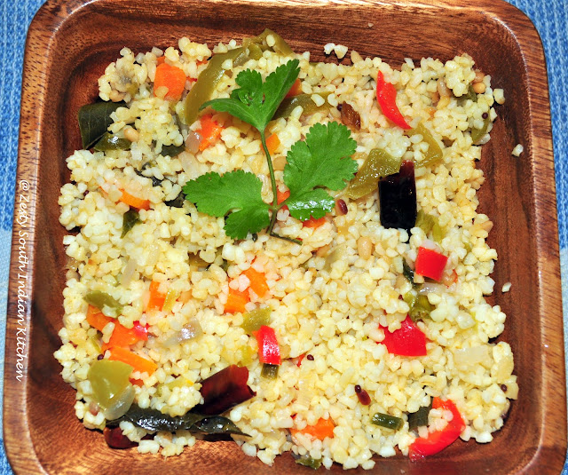 Bulgur wheat Upma/ Bulgur with mixed vegetables salad - Zesty South ...
