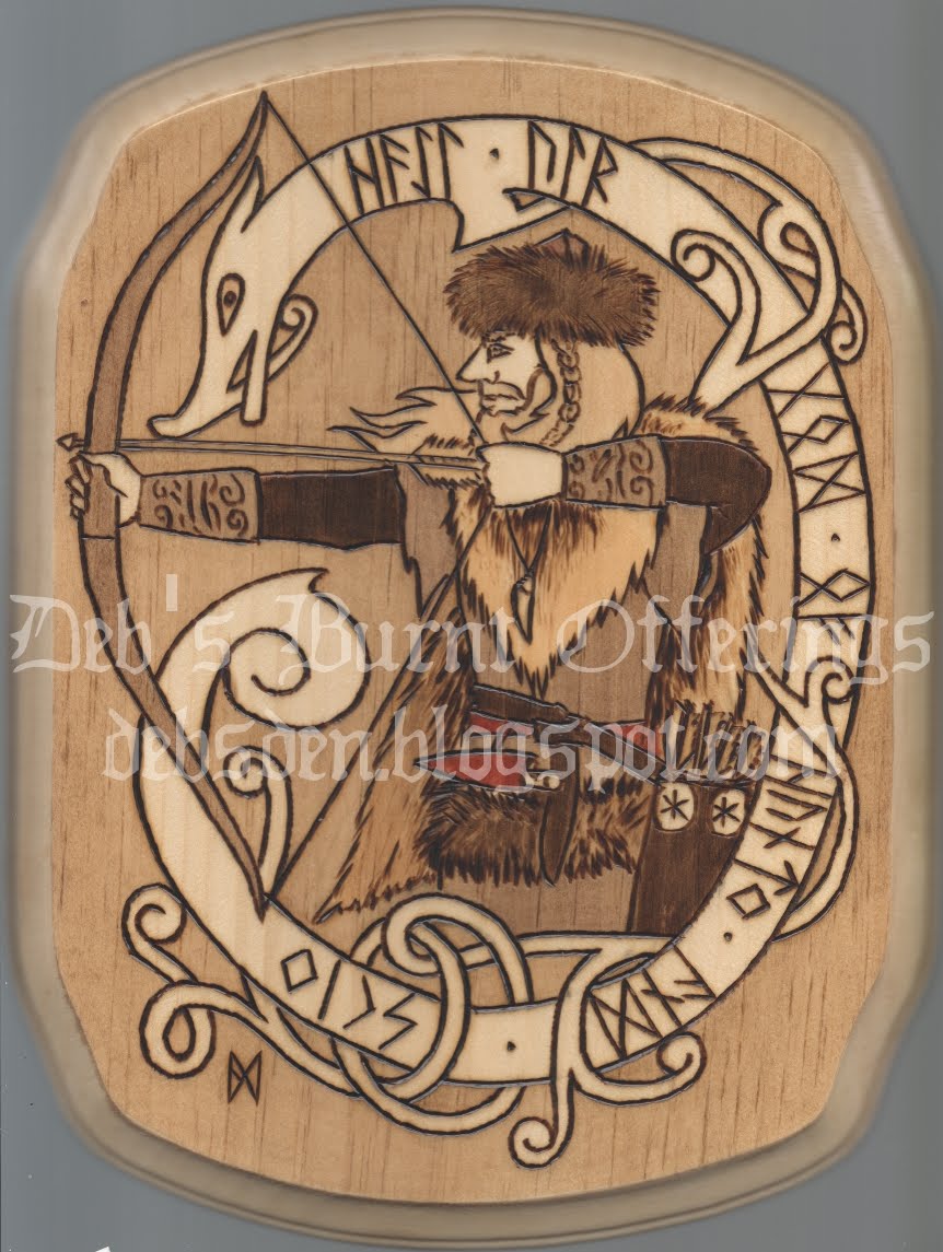 Deb's Den: Ullr Wood Plaque Pyrography Norse Viking Heathen Pagan Asatru