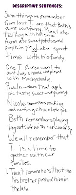 Crain's Gang: Thanksgiving Descriptive Paragraph