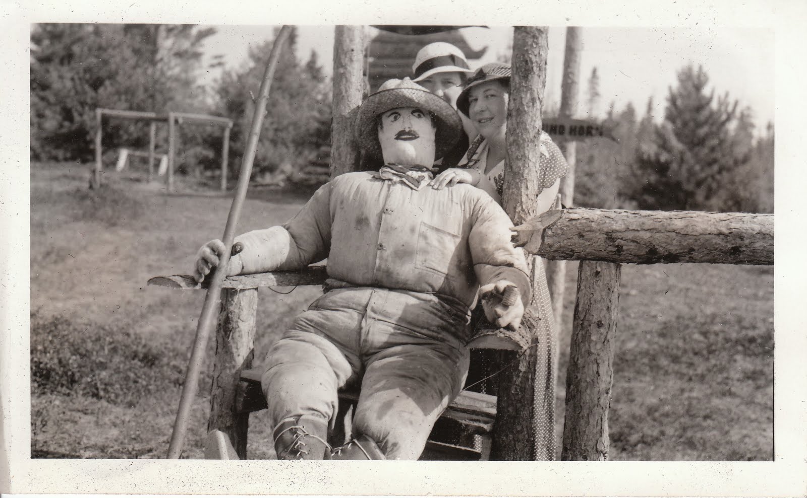 Dull Tool Dim Bulb: Ephemeral Folk Art Figure Photo Fat Scarecrow Resting