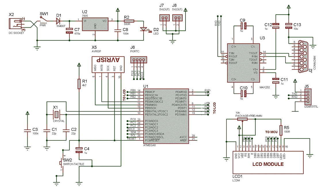 LCD Control using UART Serial Port | Electronics Circuits and Projects ...