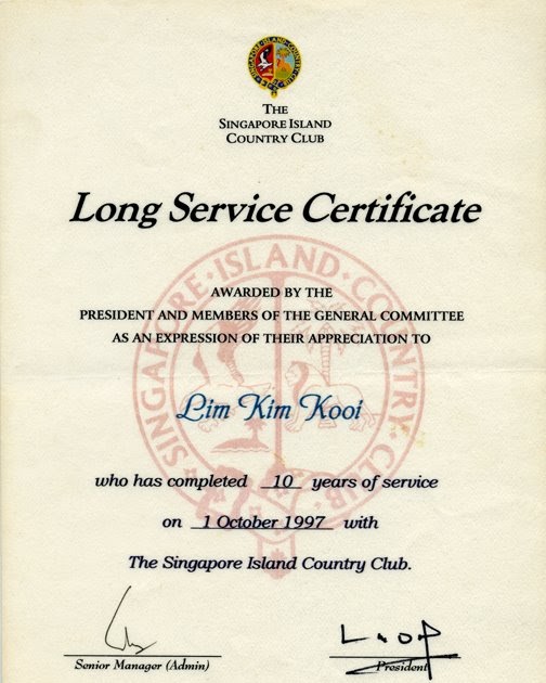 lim: Long Service Certificate