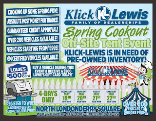 Klick Lewis Car Chatter: Klick Lewis Spring CookOut Tent Event!
