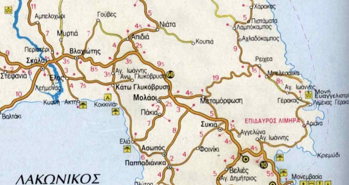 Πλύτρα Λακωνίας: Χάρτης Περιοχής