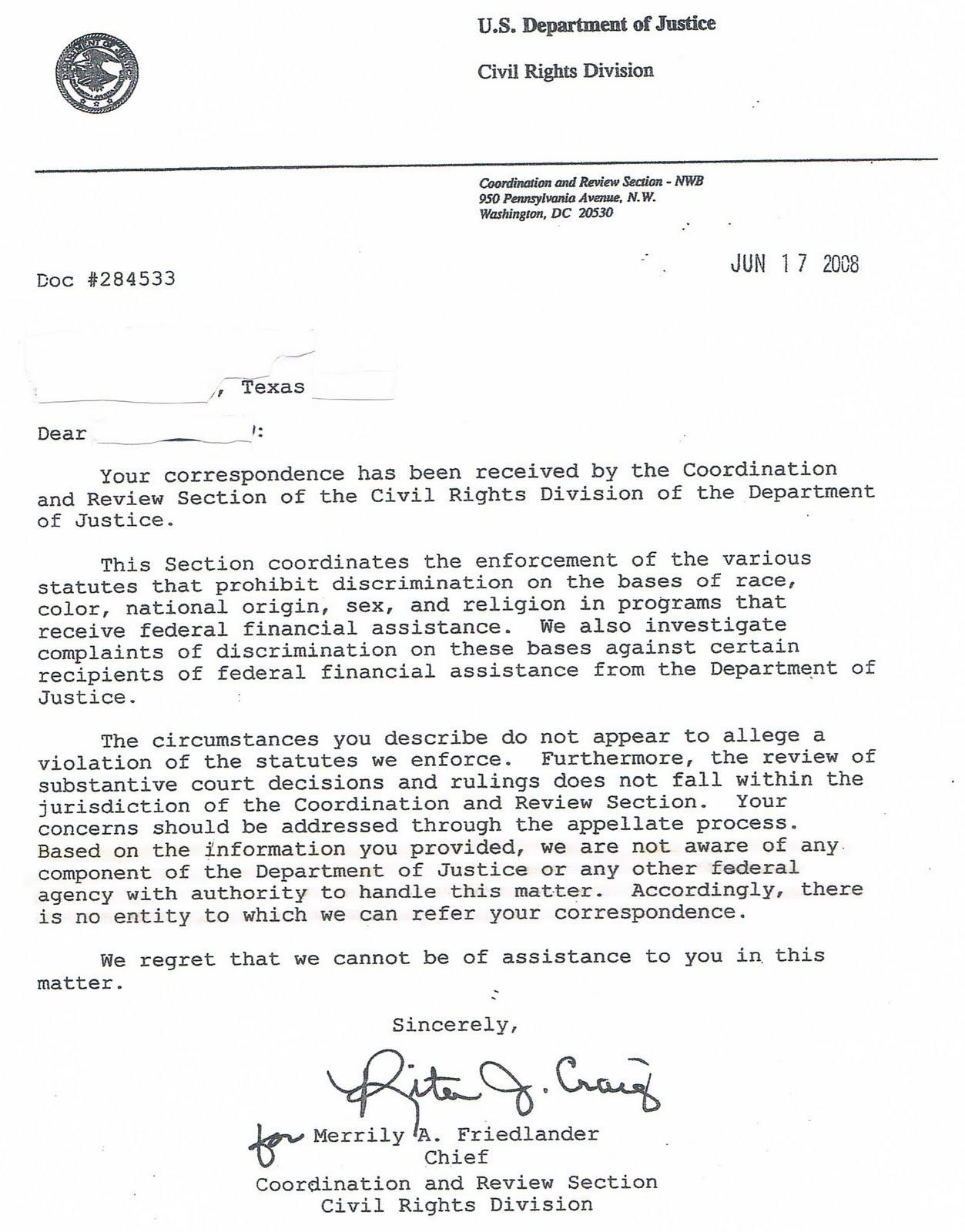 Victims of Organized Crime in Central Texas: DOJ Civil Rights Division